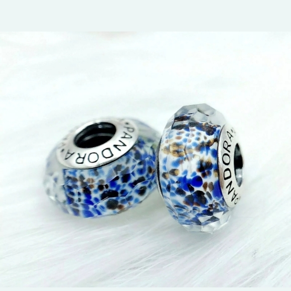 Pandora | Jewelry | Pandora Pair Of Blue Ocean Glass Muranos | Poshmark